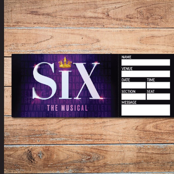 Six the Musical Ticket Template - Etsy