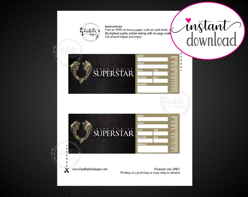Printable JESUS CHRIST SUPERSTAR Broadway Surprise Ticket. | Etsy