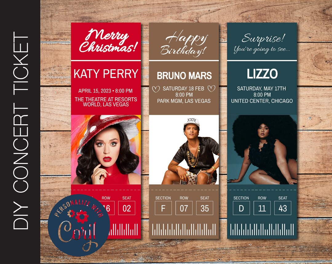 DIY Concert Template. Surprise Reveal Ticket. Faux Event Admission ...