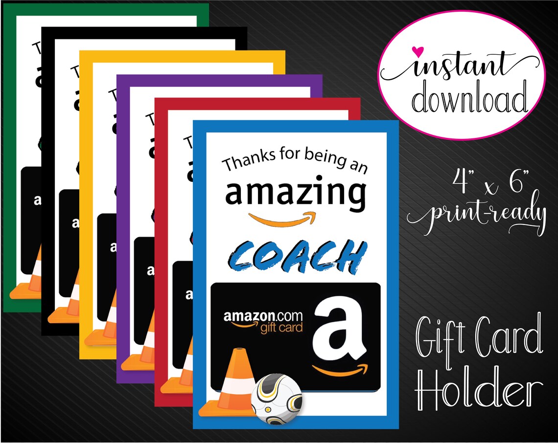 Printable SOCCER COACH Appreciation Amazon Gift Card Holder. 6 | Etsy
