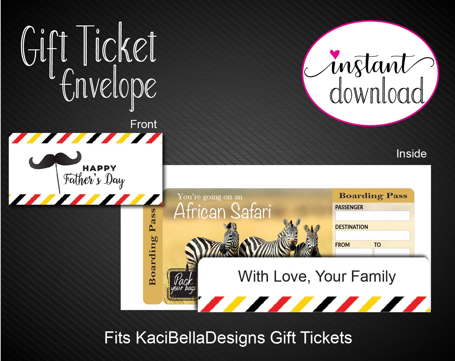 Printable FATHERS DAY Envelope for Gift Tickets Vouchers | Etsy