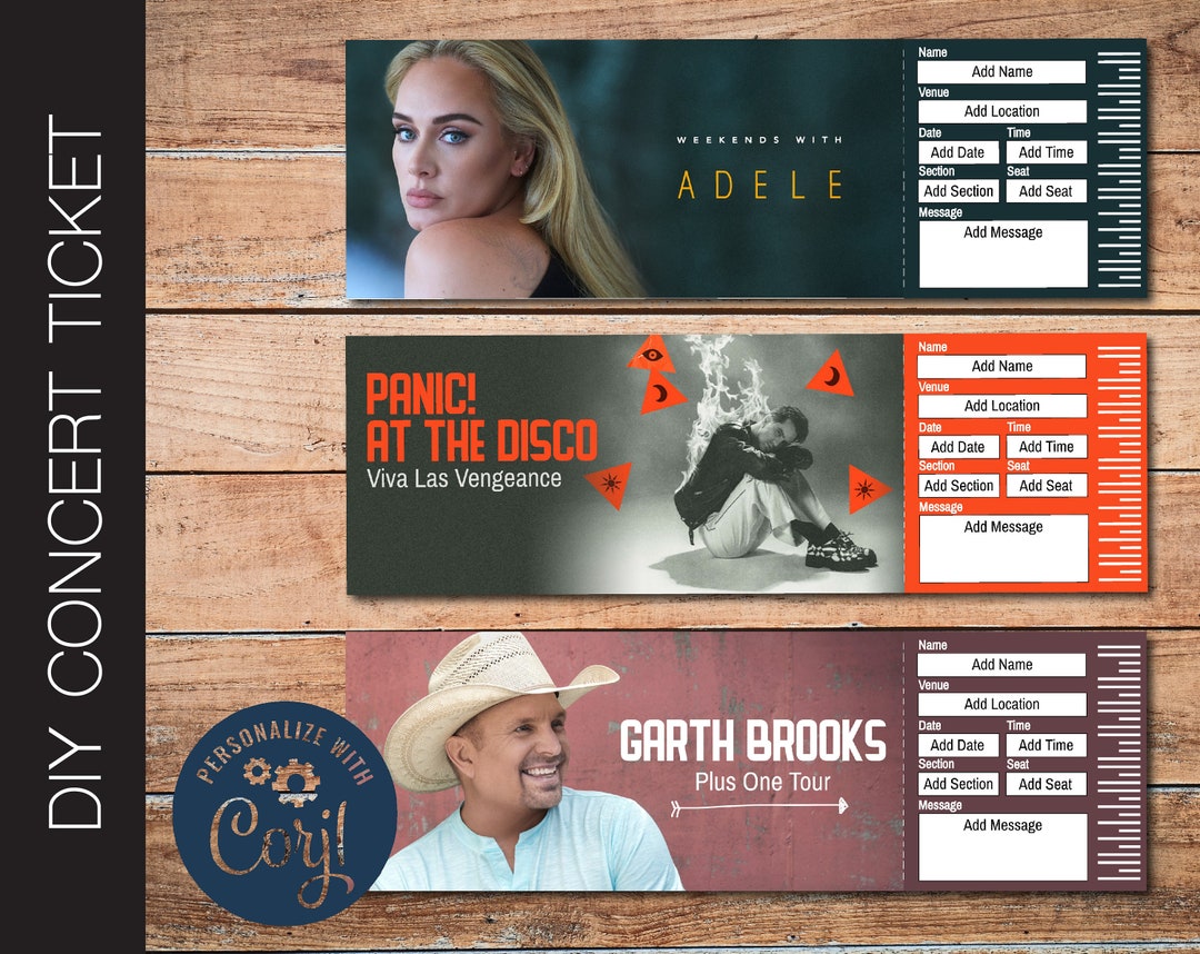 DIY Concert Template. Surprise Reveal Ticket. Faux Event Admission ...