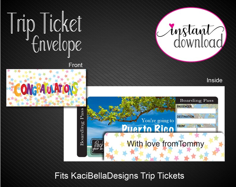 Printable CONGRATULATIONS Envelope for Gift Tickets Vouchers - Etsy