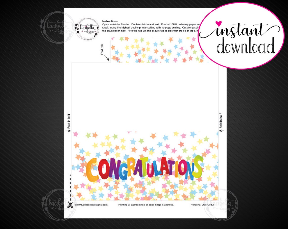 Printable CONGRATULATIONS Envelope for Gift Tickets, Vouchers, Boarding ...