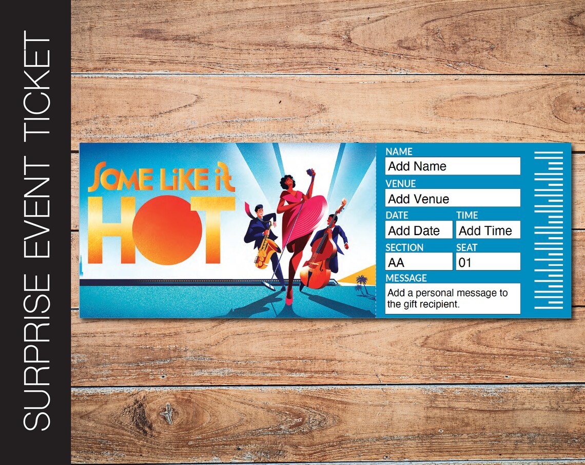 Printable SOME Like It HOT Broadway Surprise Ticket. Editable - Etsy