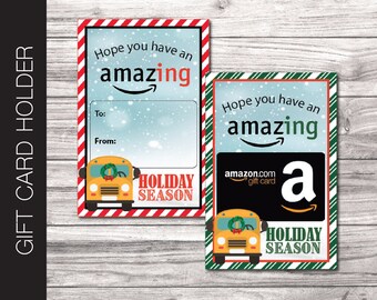Printable CHRISTMAS Teacher Amazon Gift Card Holder. Merry | Etsy