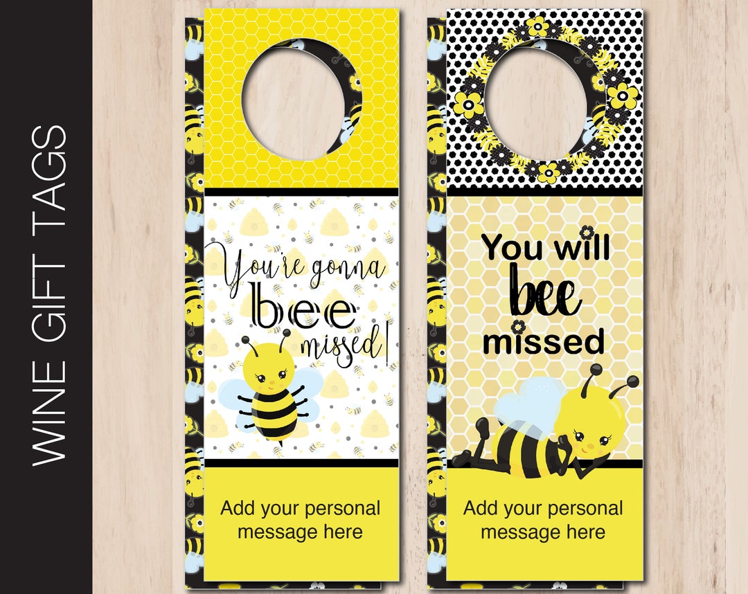 Printable FAREWELL Personalized Wine Gift Tag. You Will Bee Missed ...