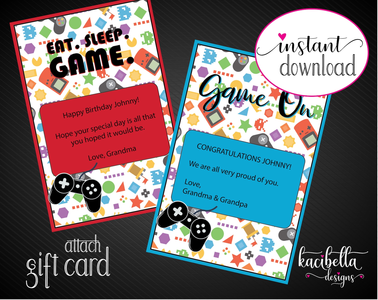 VIDEO GAME Gift Card Holder. Game On. Eat Sleep Game. Digital Printable ...