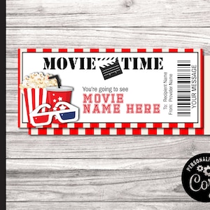 Editable MOVIE TICKET Surprise Gift Reveal Coupon. Subscription Ticket ...