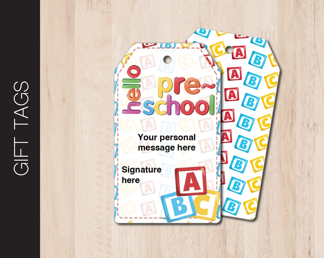Editable HELLO PRE-SCHOOL Gift Tags. Editable Tag. Promotion. New ...