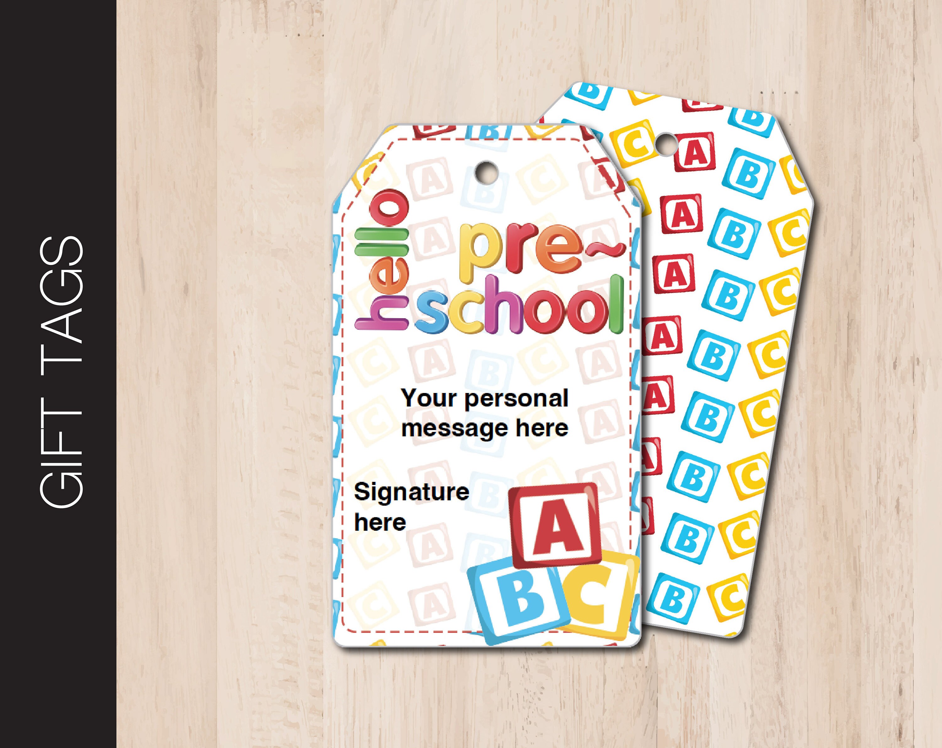 Editable HELLO PRE-SCHOOL Gift Tags. Editable Tag. Promotion. New ...