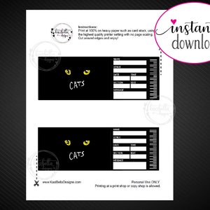 Printable CATS Broadway Surprise Ticket. Editable Musical Theatre Faux ...