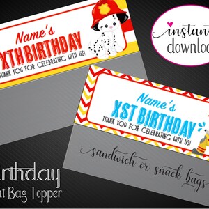 Printable BIRTHDAY Treat Bag Topper Candy Bag Party Favor - Etsy