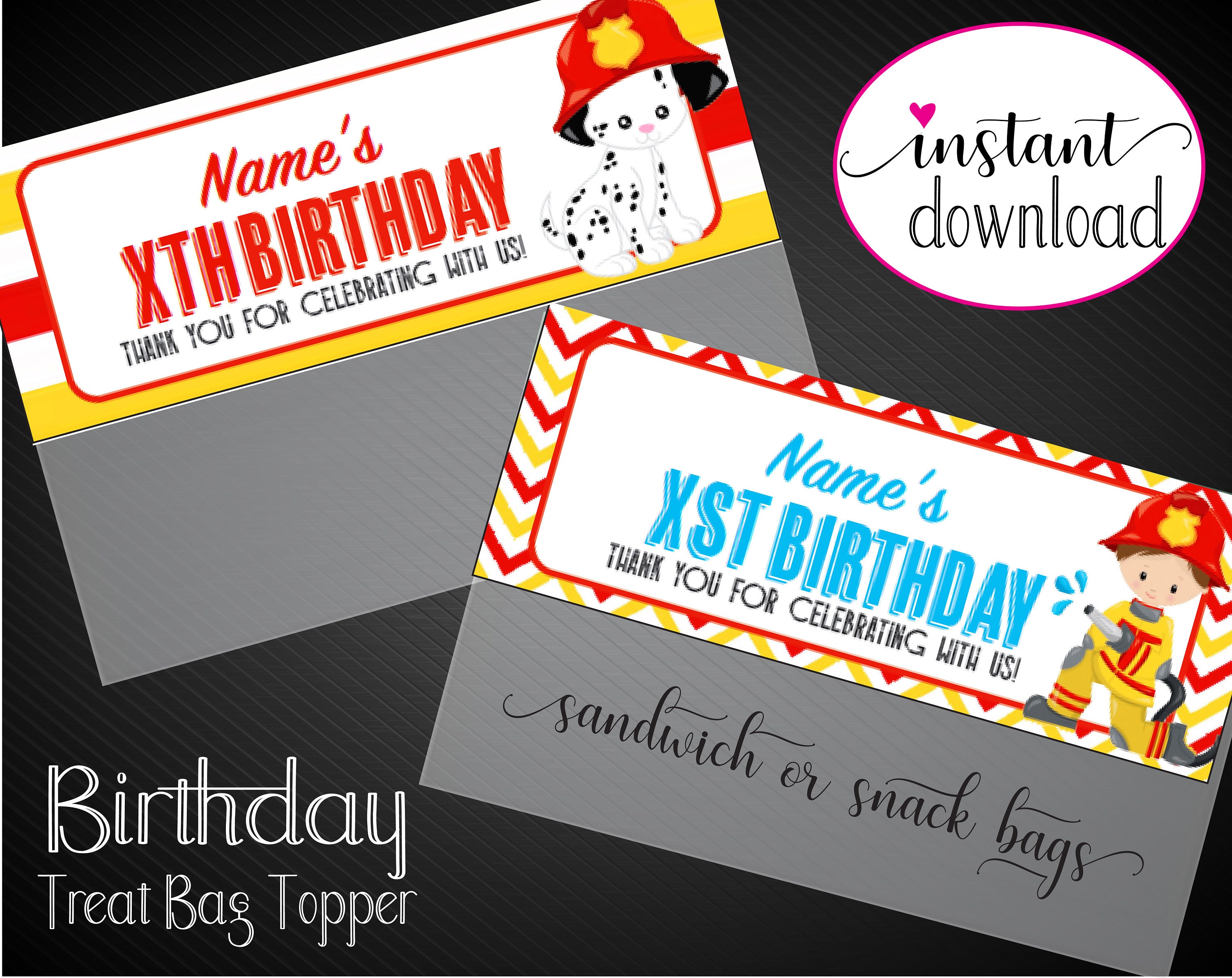Printable BIRTHDAY Treat Bag Topper Candy Bag Party Favor | Etsy