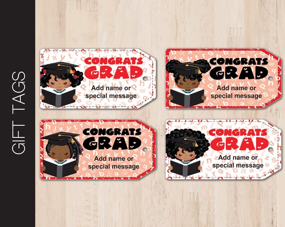 Editable CONGRATS Grad Graduation Themed Gift Tags. Congrats - Etsy