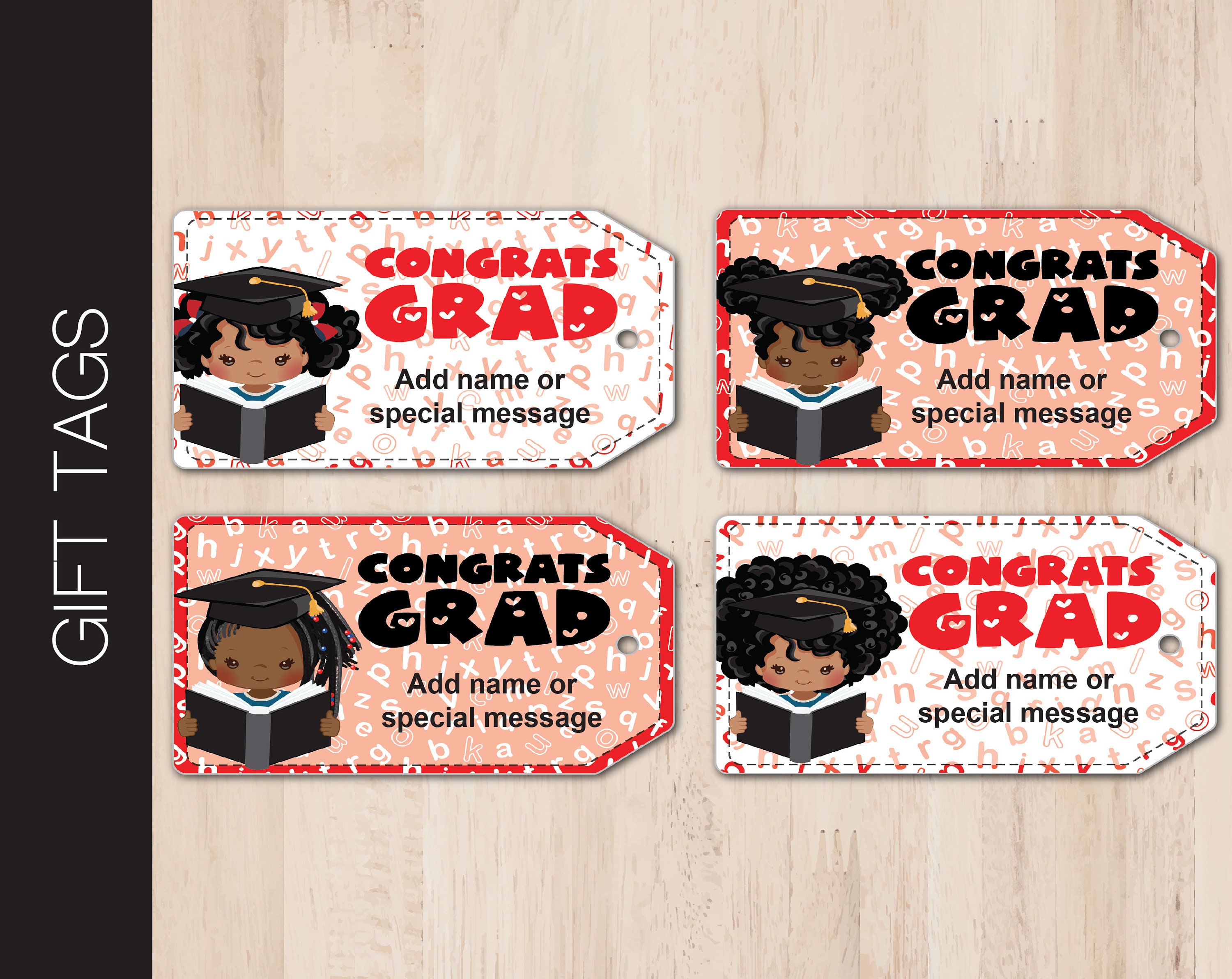 Editable CONGRATS Grad Graduation Themed Gift Tags. Congrats - Etsy