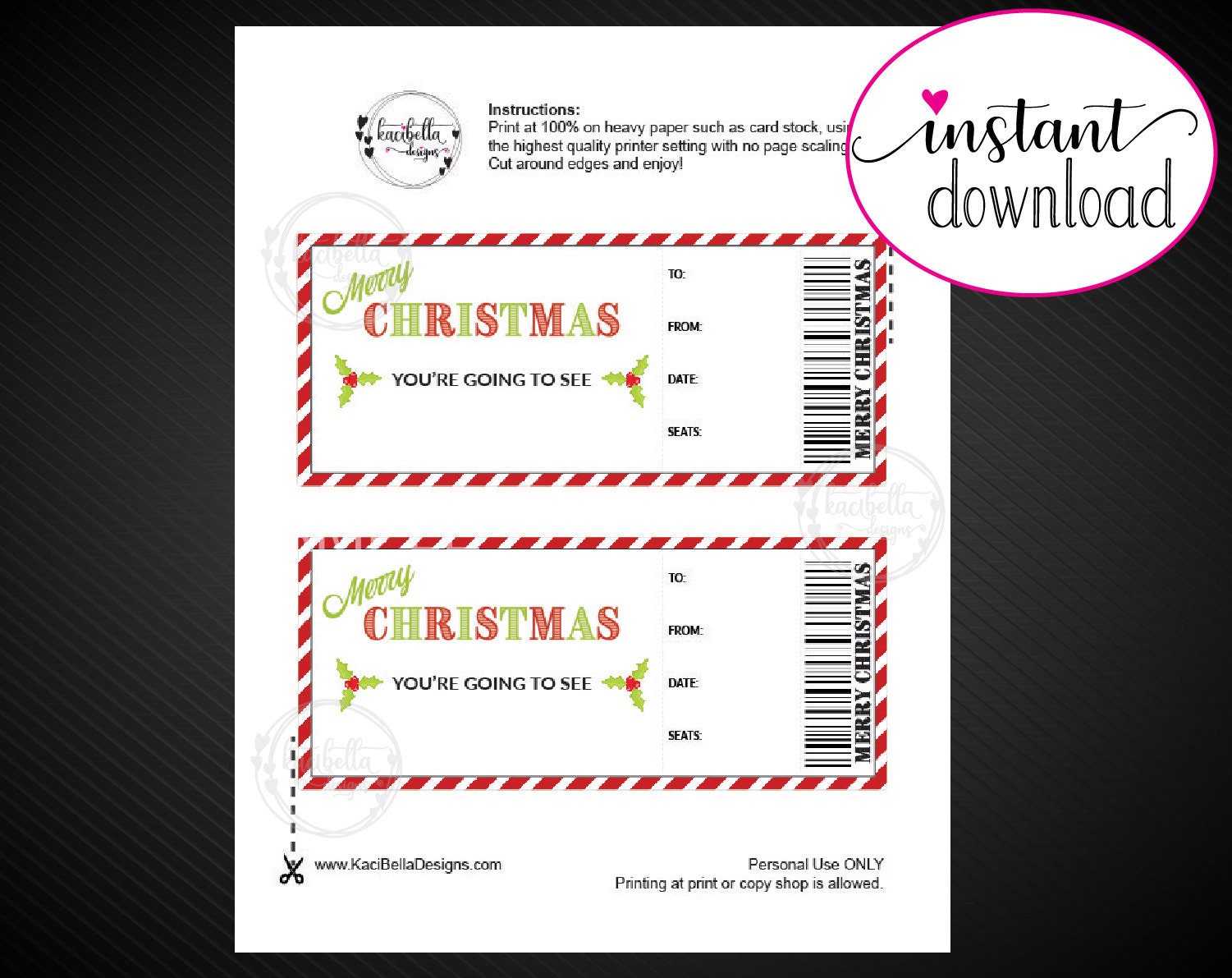 Printable CHRISTMAS Surprise Concert Ticket. Editable Artist | Etsy