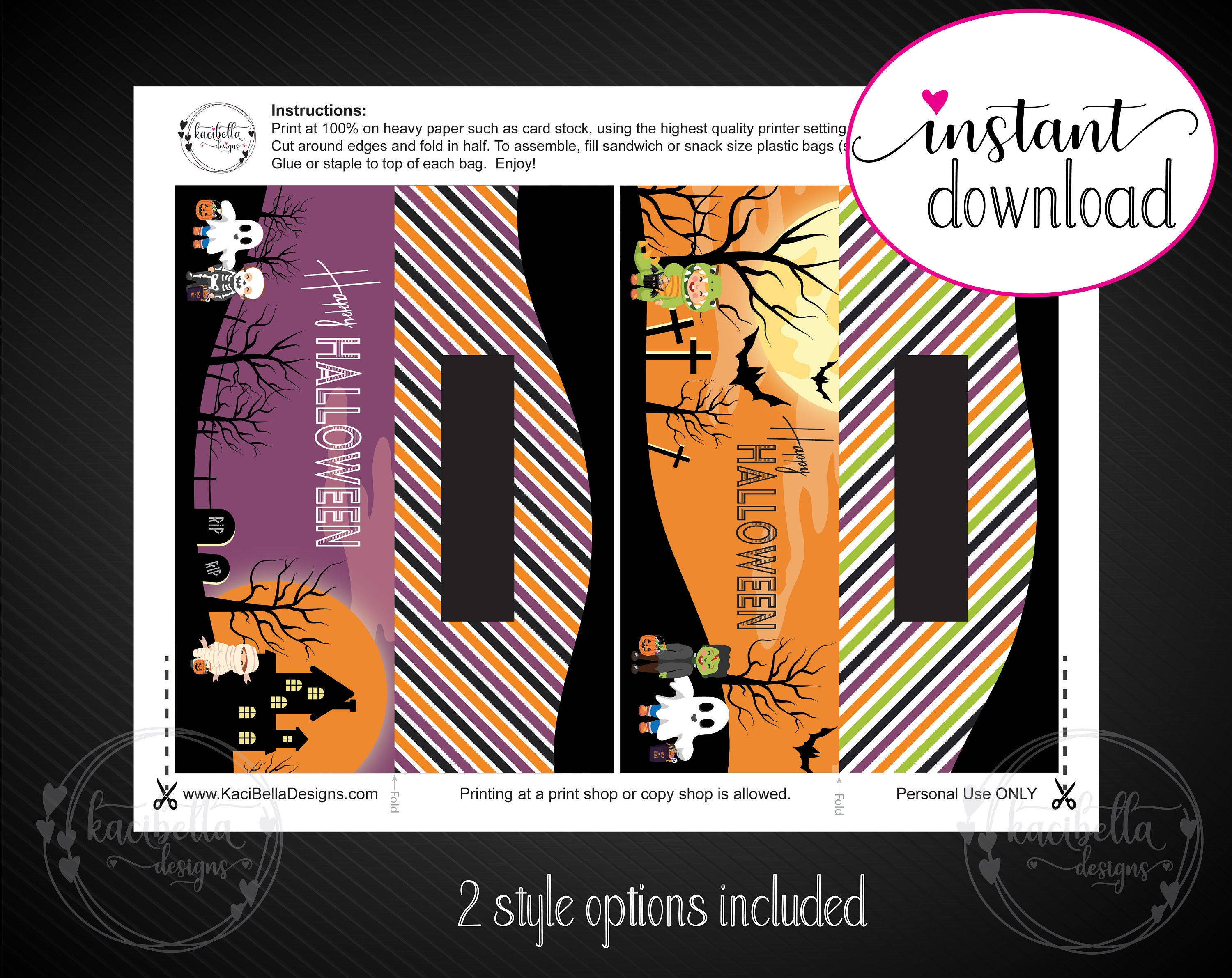 Printable HALLOWEEN Treat Bag Topper Candy Bag Party Favor - Etsy