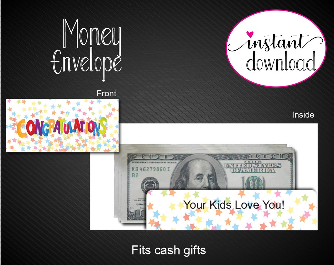 Printable CONGRATULATIONS Envelope for Gift Tickets, Vouchers, Boarding ...