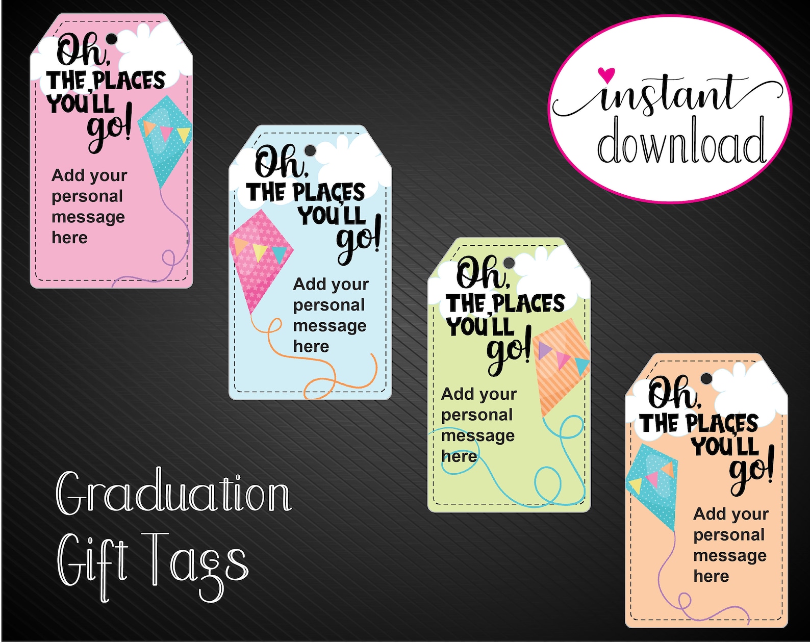 Editable OH THE PLACES You'll Go Themed Gift Tags. - Etsy