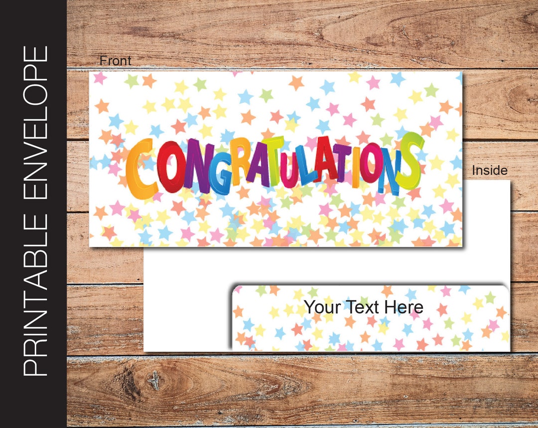 Printable CONGRATULATIONS Envelope for Gift Tickets, Vouchers, Boarding ...