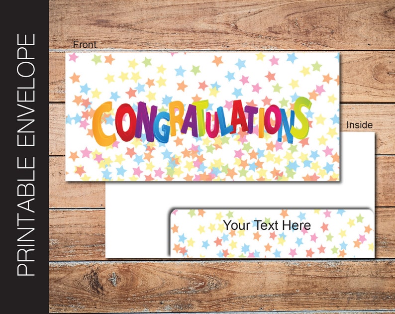 Printable CONGRATULATIONS Envelope for Gift Tickets Vouchers - Etsy