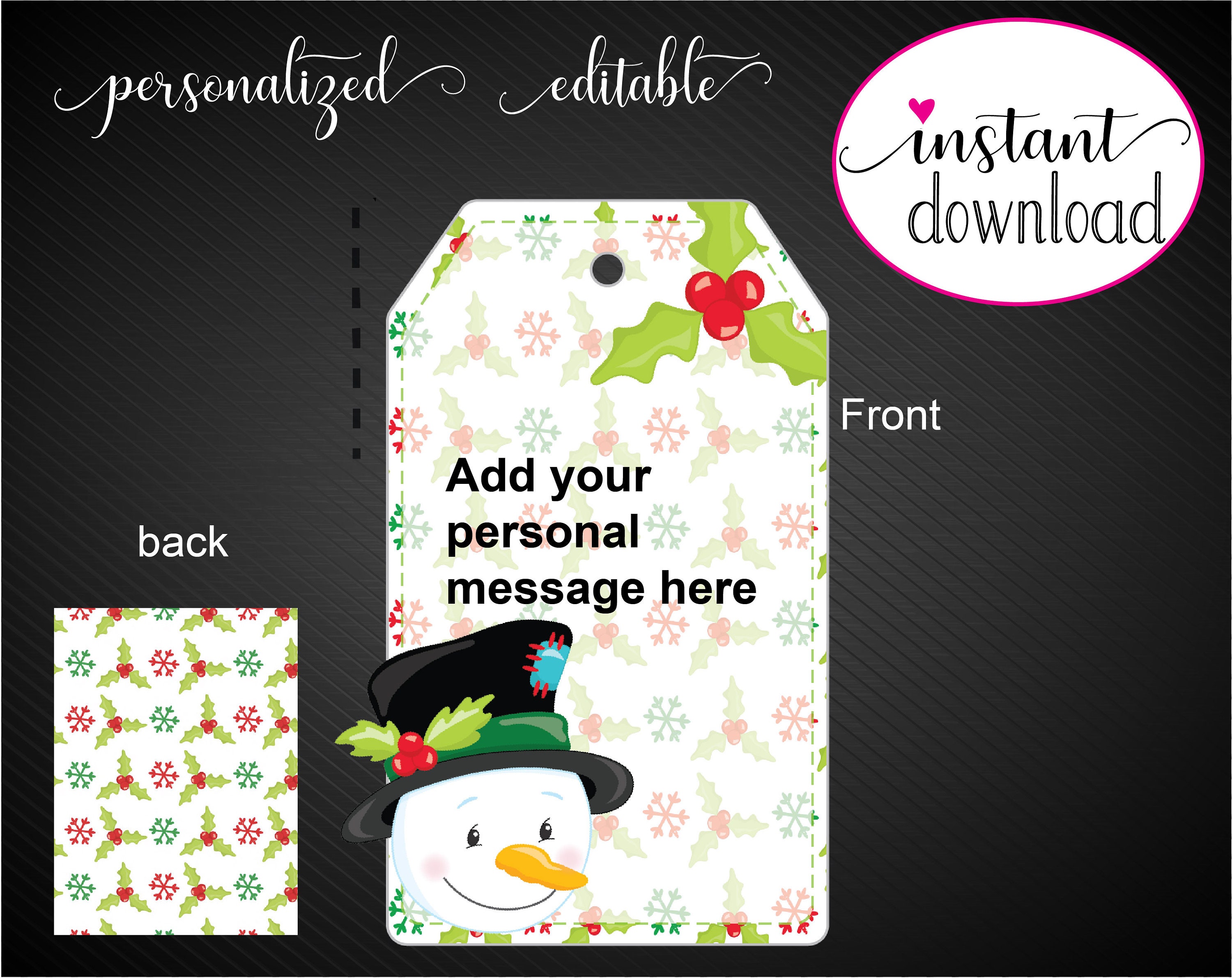 Printable CHRISTMAS FACES Gift Tags. Merry Christmas. Editable | Etsy