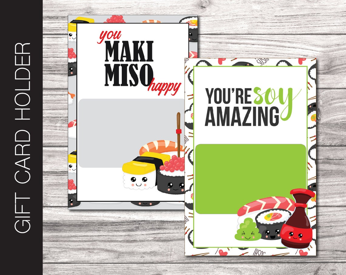 Printable SUSHI Gift Card Holder. You Maki Miso Happy. - Etsy