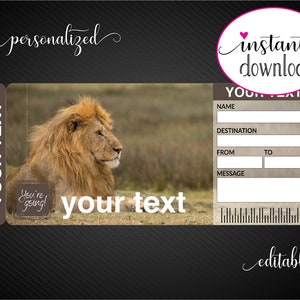 Printable ZOO or SAFARI PARK Surprise Gift Reveal Ticket. Admission ...