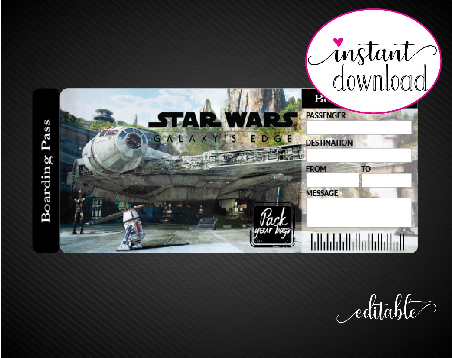 Invitations Digital STAR WARS Galaxy Edge Surprise Trip Gift Ticket ...