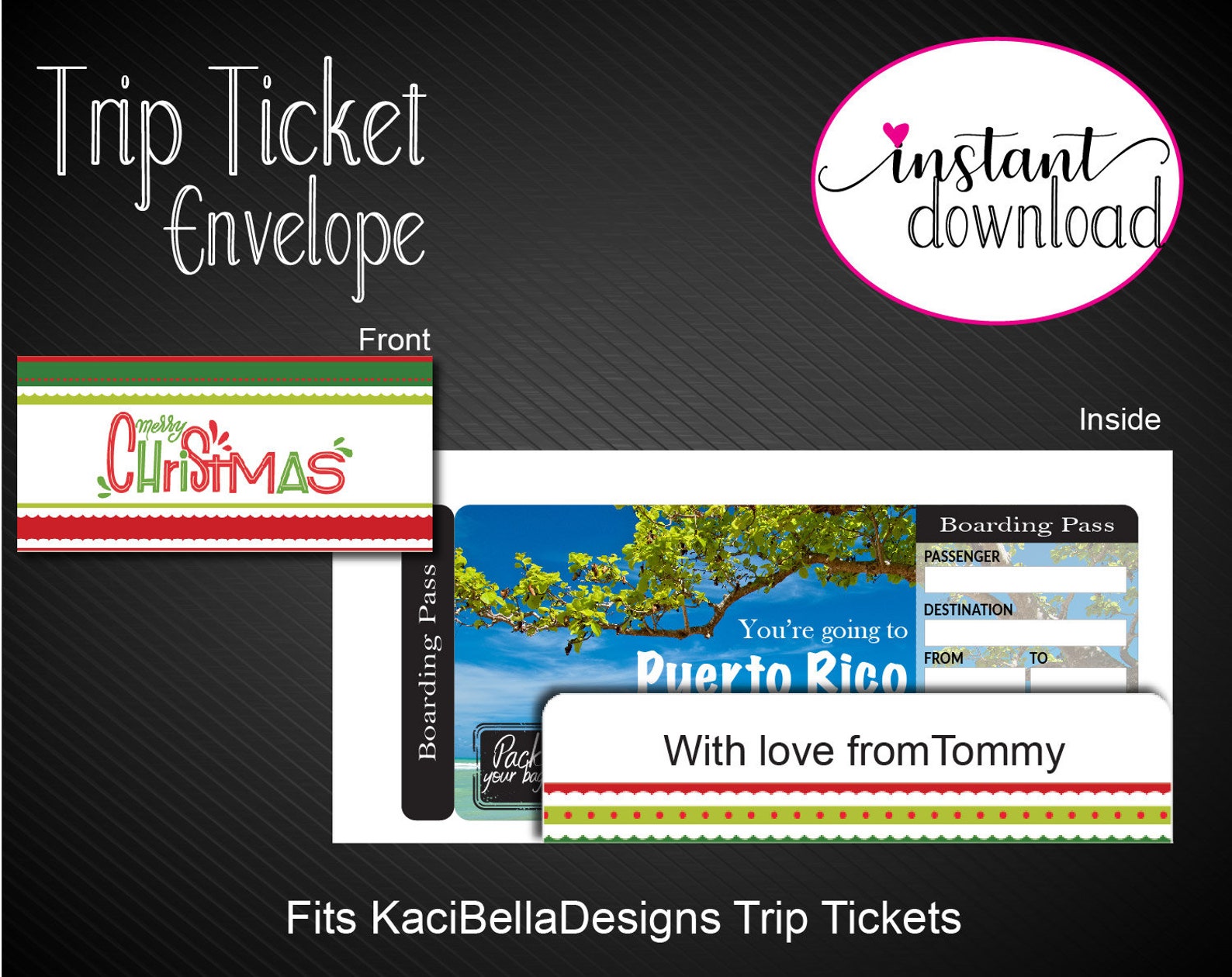 Printable CHRISTMAS Envelope for Gift Tickets, Vouchers, Boarding ...
