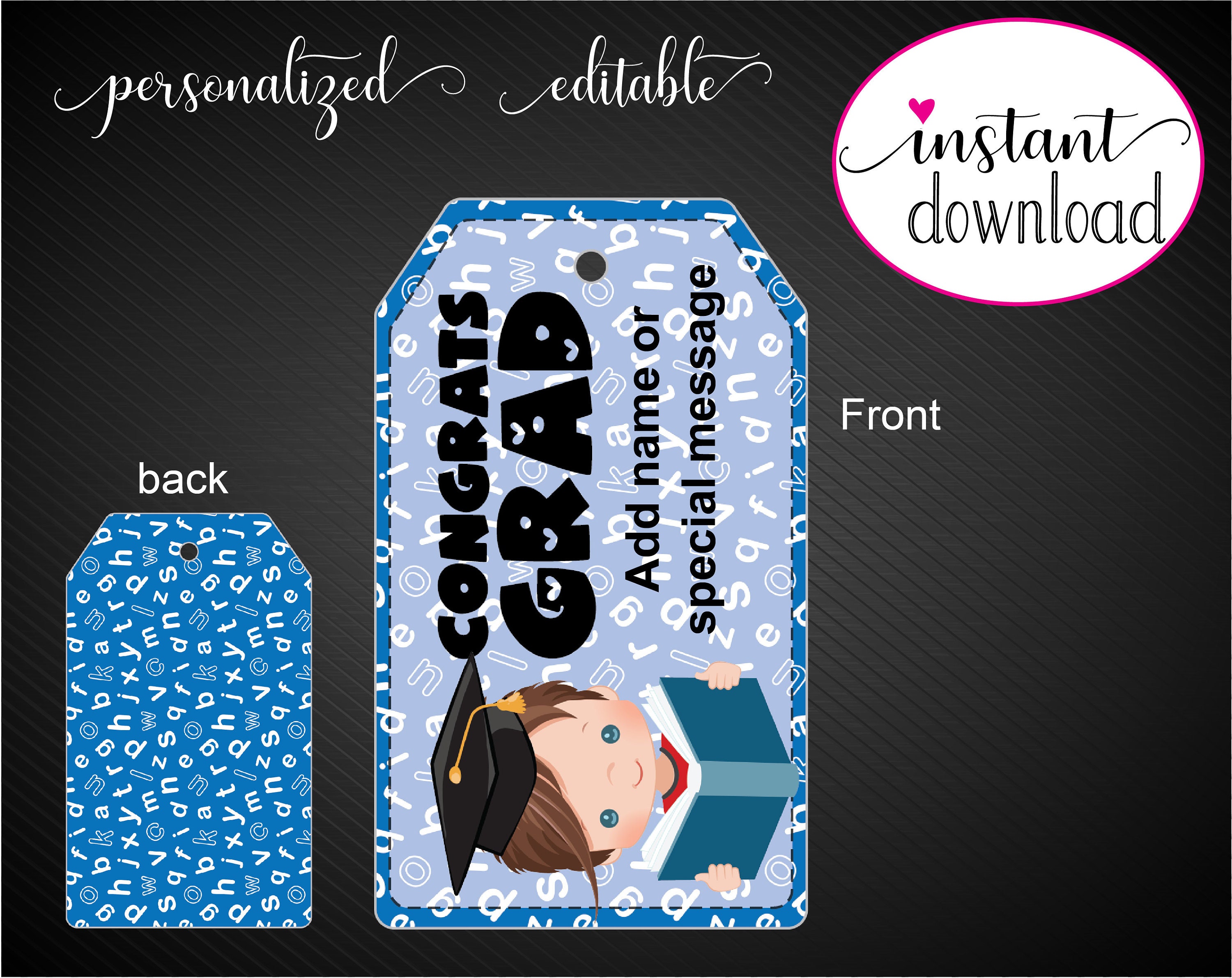 Editable CONGRATS Grad Graduation Themed Gift Tags. Congrats - Etsy