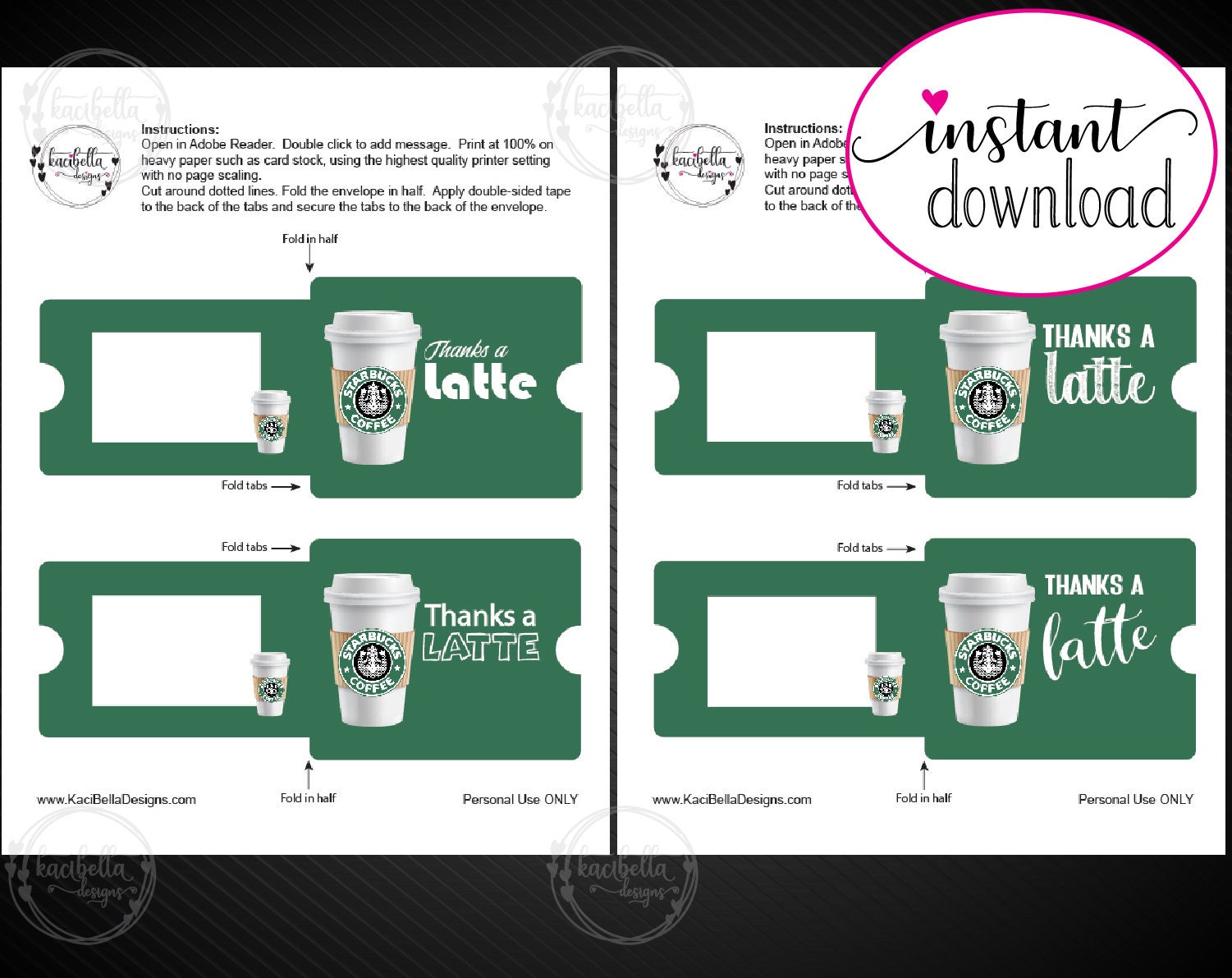 Printable BUSINESS Starbucks Coffee Gift Card Sleeve / Envelope. Thanks ...