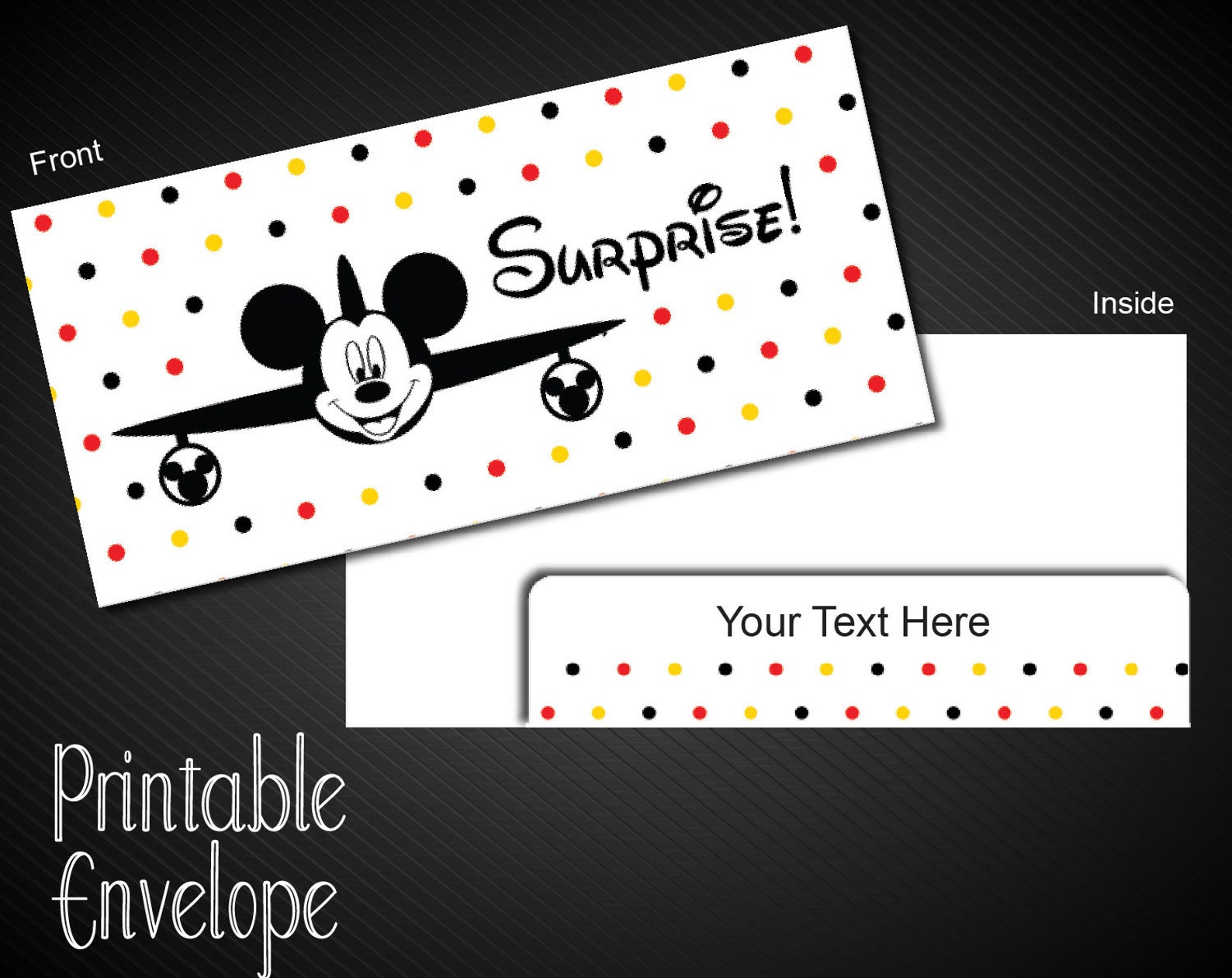 Printable DISNEY Envelope for Surprise Gift Tickets Vouchers | Etsy