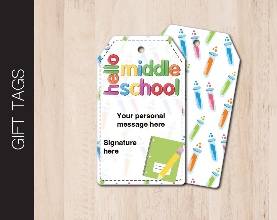 Editable HELLO MIDDLE SCHOOL Gift Tags. Editable Tag. Promotion. New ...