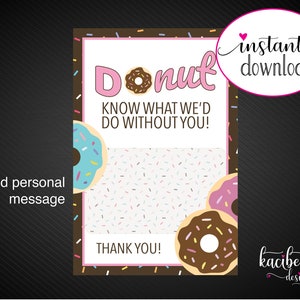 Printable APPRECIATION Donut Gift Card Holder. Instant Download ...