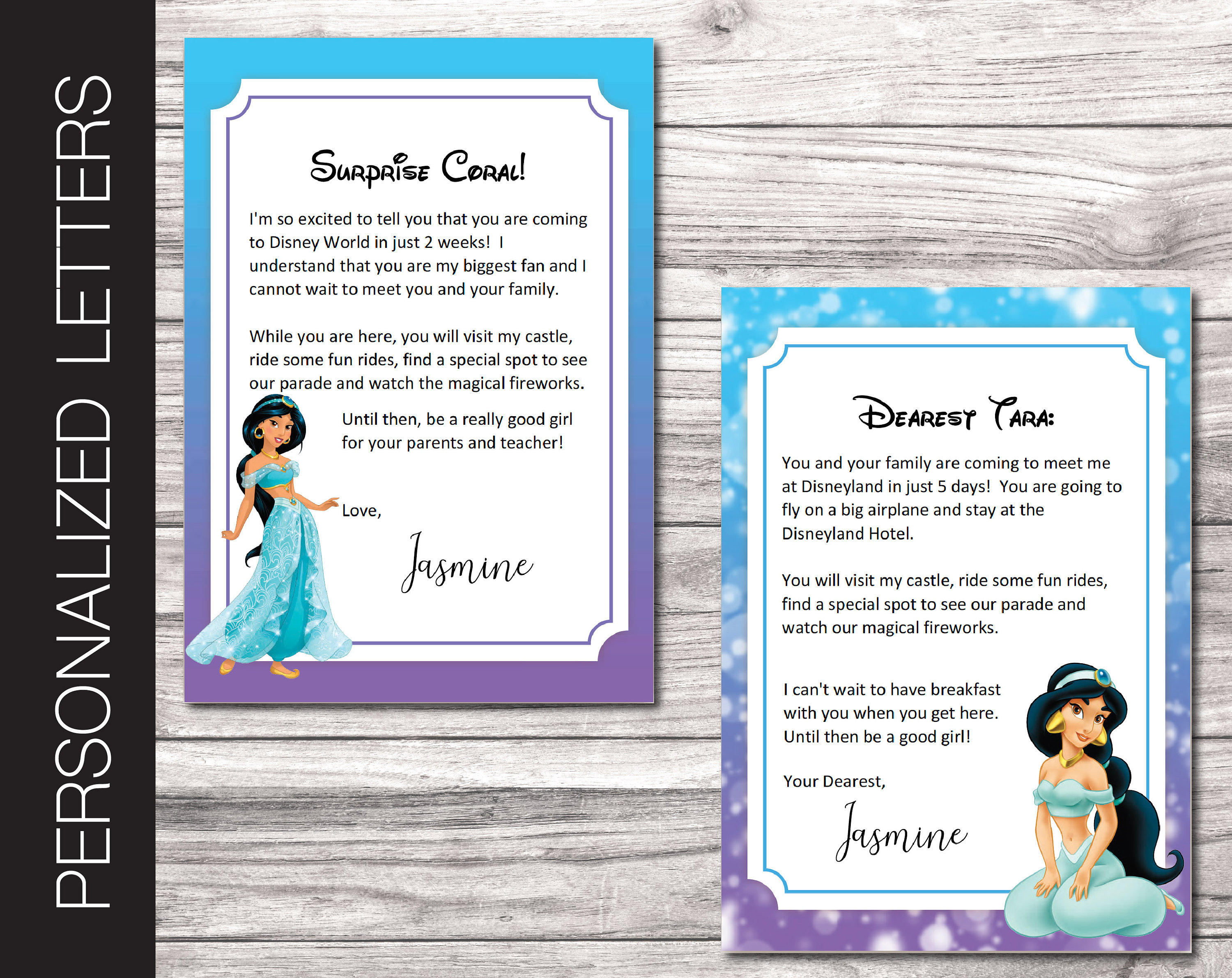 Printable JASMINE Personalized Letters Surprise Trip Reveal. - Etsy