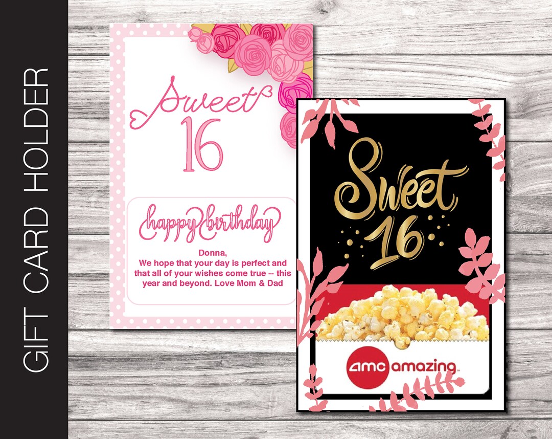 Printable SWEET 16 Birthday Gift Card Holder. Personalized. Sweet 16 ...