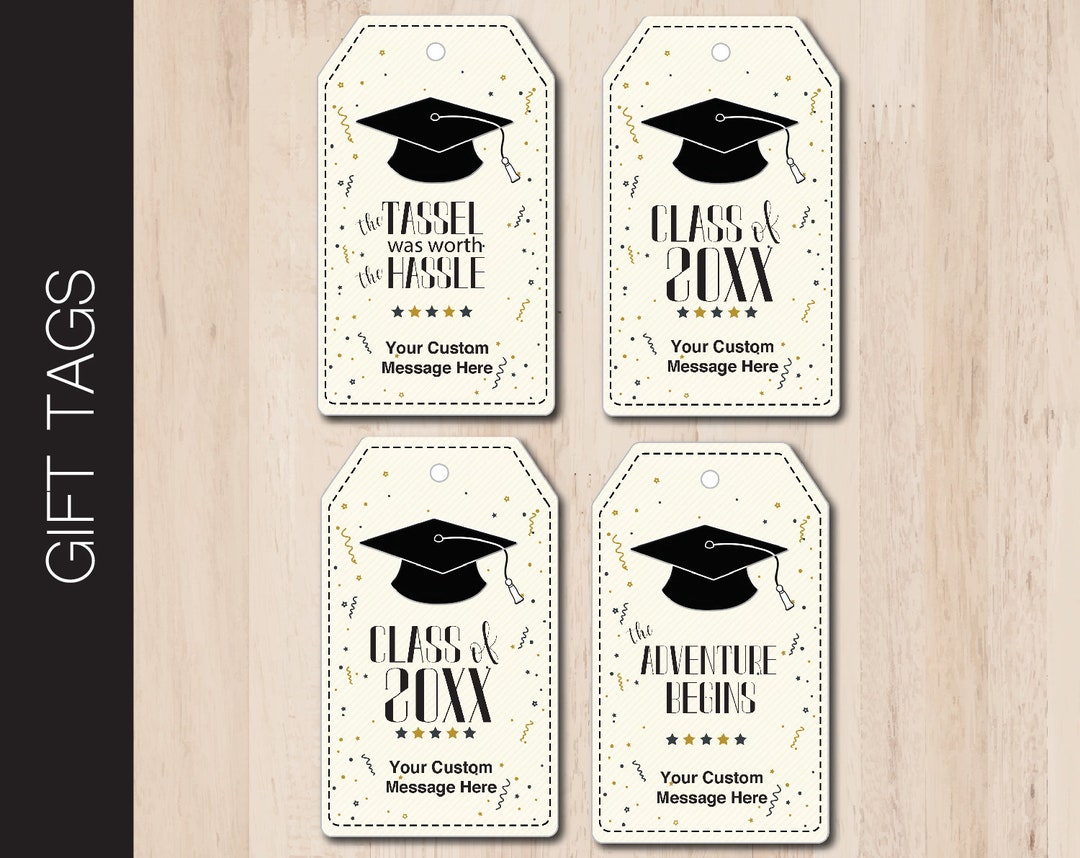 Editable GRADUATION Themed Gift Tags. Congratulations Graduate. Class ...
