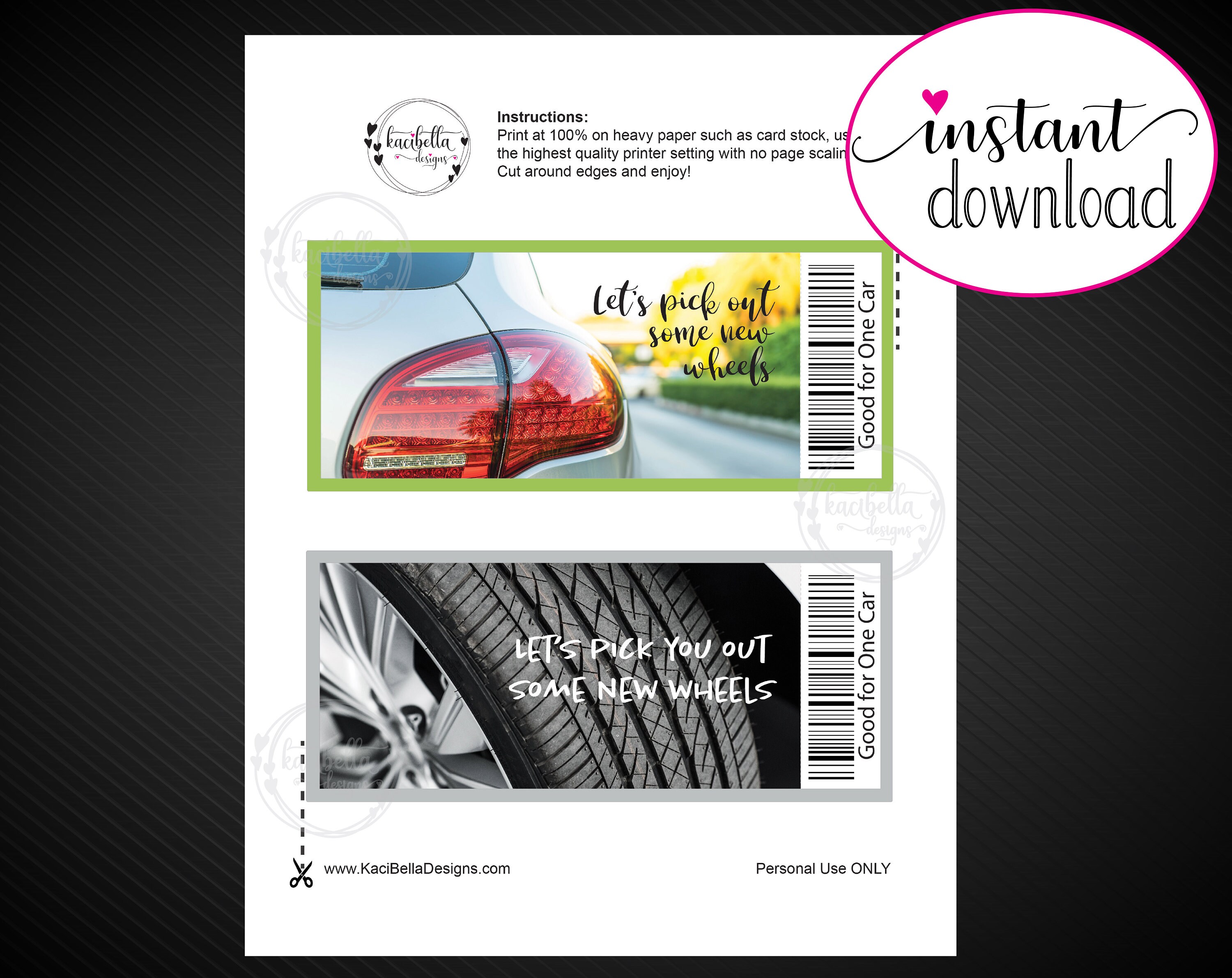 Printable NEW CAR Surprise Gift Reveal Coupon. Instant Printable ...