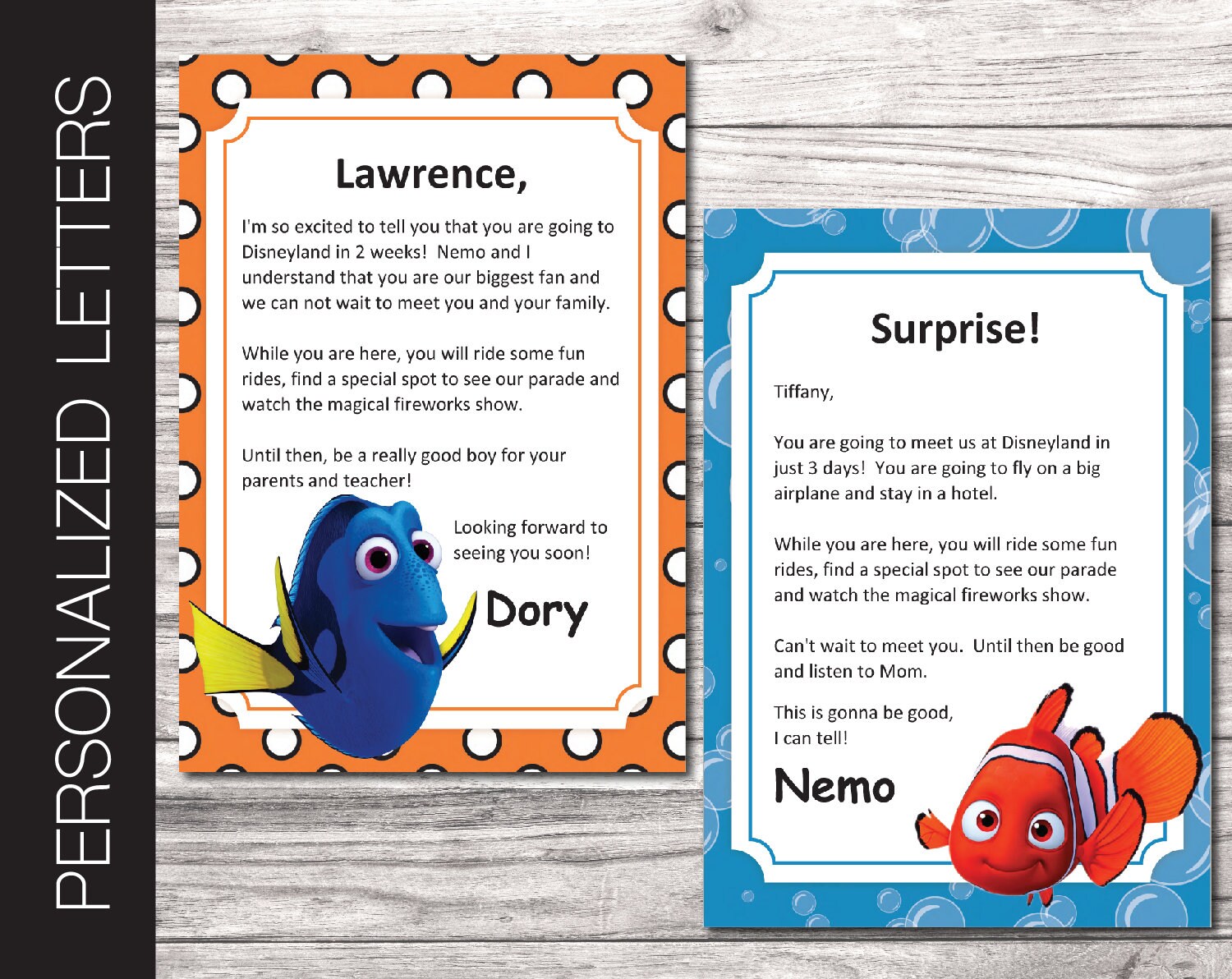 Printable NEMO & DORY Themed Personalized Letters for Surprise | Etsy ...