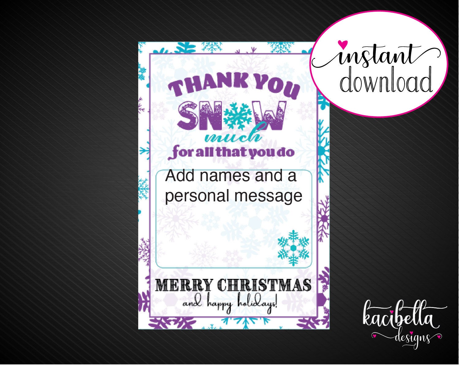 Printable CHRISTMAS Appreciation Gift Card Holder. Thank You - Etsy