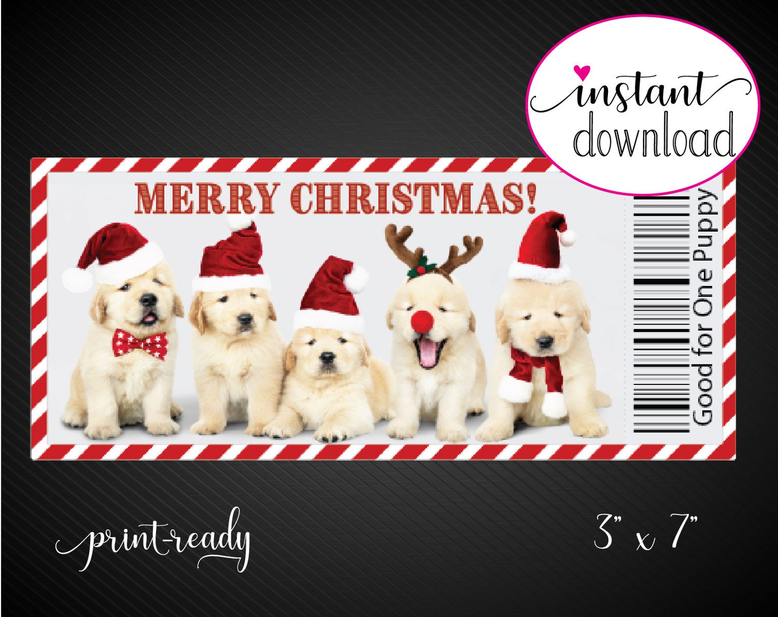 Printable CHRISTMAS PUPPY / DOG Surprise Gift Reveal Coupon. - Etsy