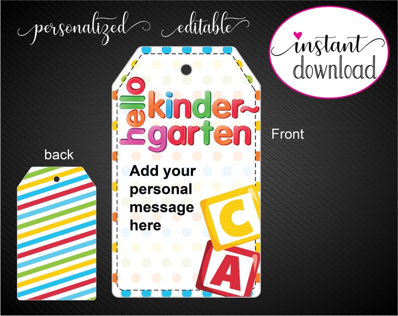 Editable HELLO SCHOOL Promotion Gift Tags. Kindergarten. 1st Grade ...