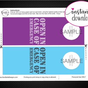 Printable PERSONALIZED Wine Gift Tag. Open in Case of Emergency ...