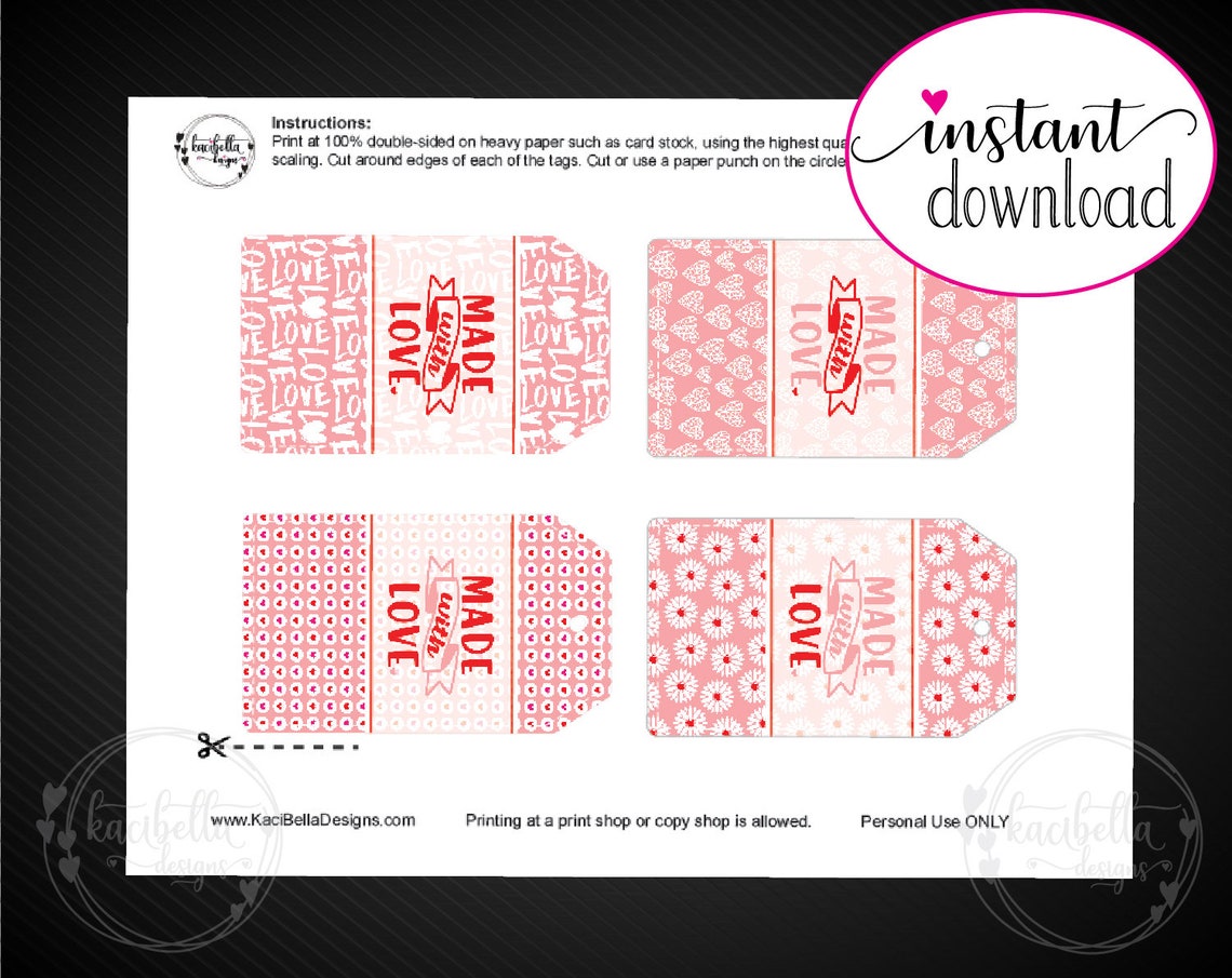 Editable MADE WITH LOVE Gift Tags. Perfect for Cookies Baked - Etsy