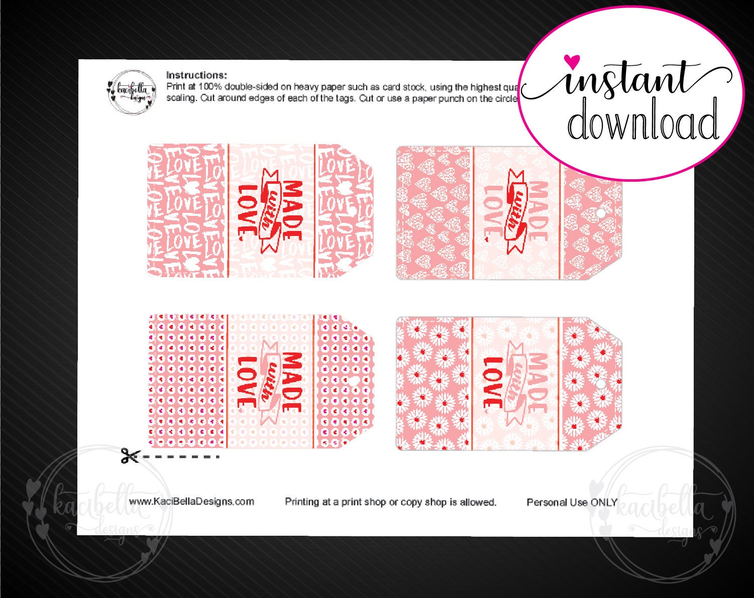 Editable MADE WITH LOVE Gift Tags. Perfect for Cookies Baked - Etsy