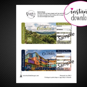 Printable COLUMBIA Surprise Trip Gift Ticket. Boarding Pass. Trip ...