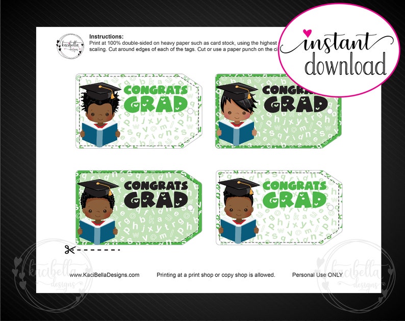 Editable CONGRATS Grad Graduation Themed Gift Tags. Congrats - Etsy