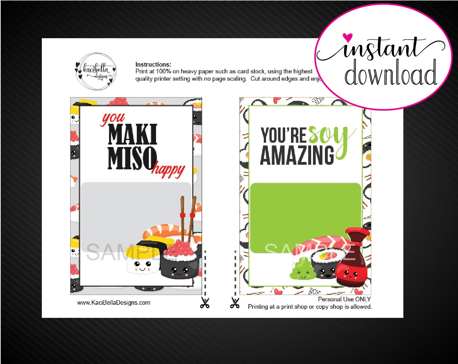 Printable SUSHI Gift Card Holder. You Maki Miso Happy. - Etsy